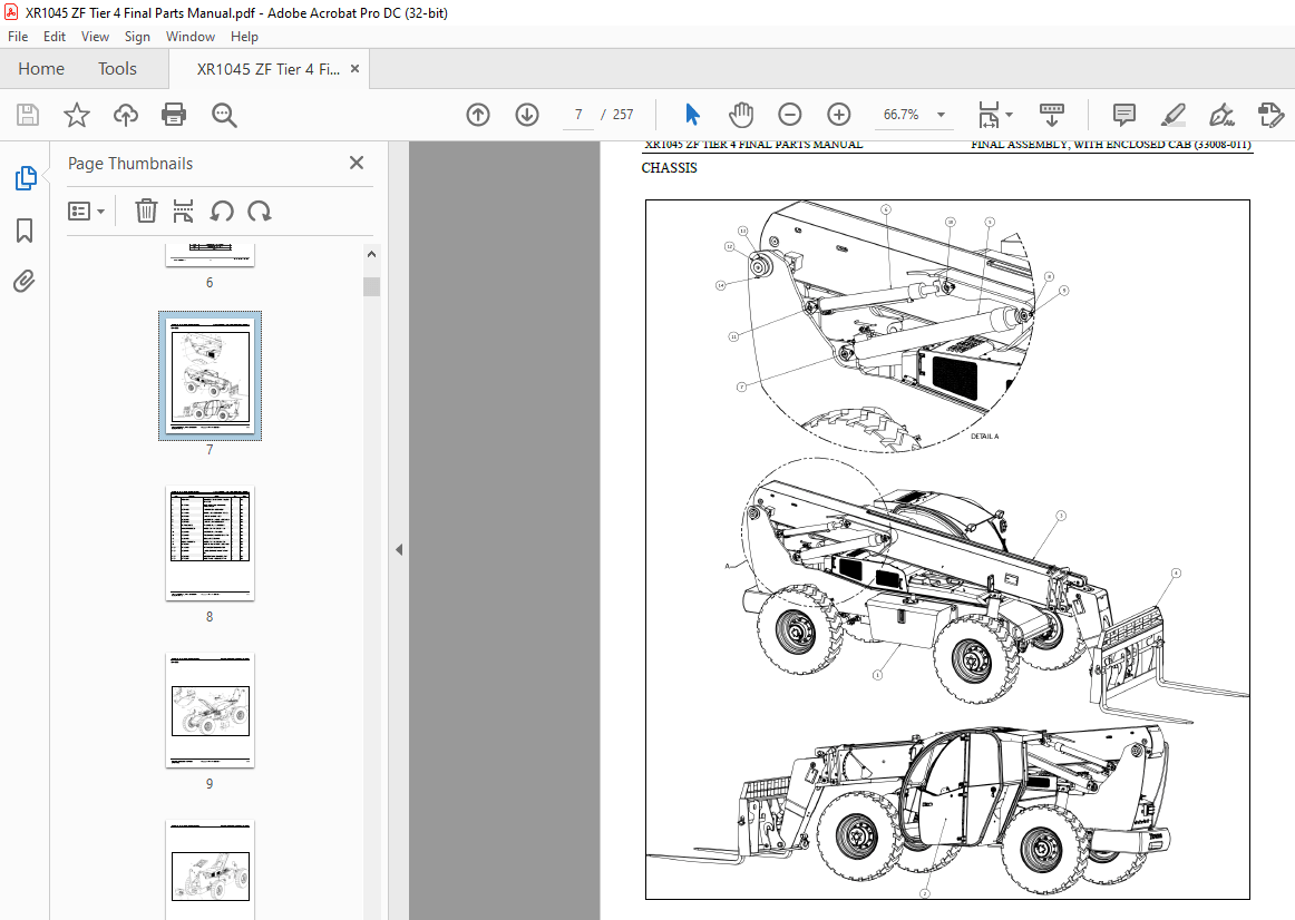 Xtreme XR1045 ZF TIER 4 FINAL Telehandler Parts Manual – PDF DOWNLOAD