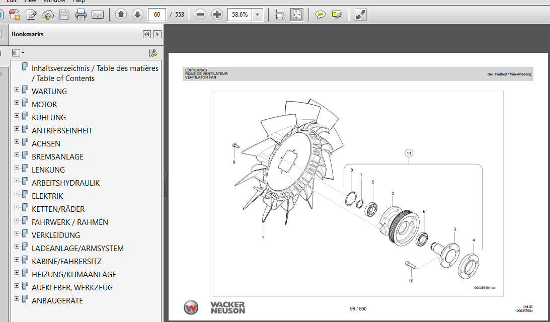 Wacker Neuson Telehandler TH 627 Spare Parts List Manual PDF DOWNLOAD