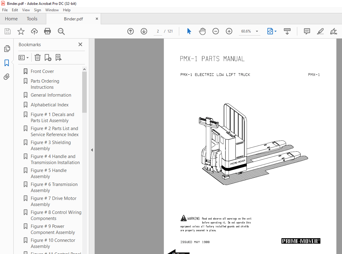 BT Forklift PMX-1 Electric Pallet Truck Parts Manual - PDF DOWNLOAD