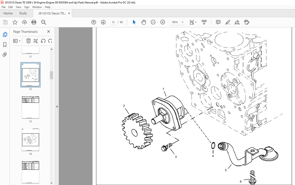 Deutz TD 2009 L 04 Engine (Engine SN 9305584 and Up) Parts Manual ...