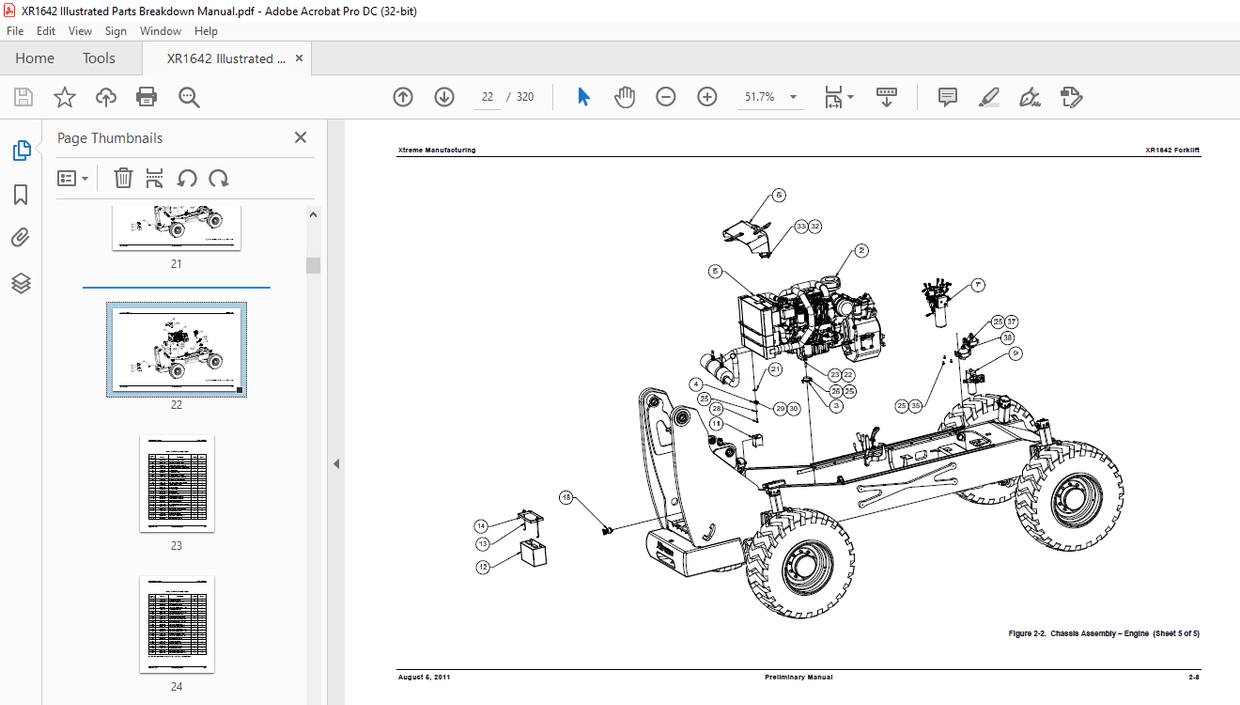 Xtreme Telehandler XR1642 Forklift Parts Manual – PDF DOWNLOAD