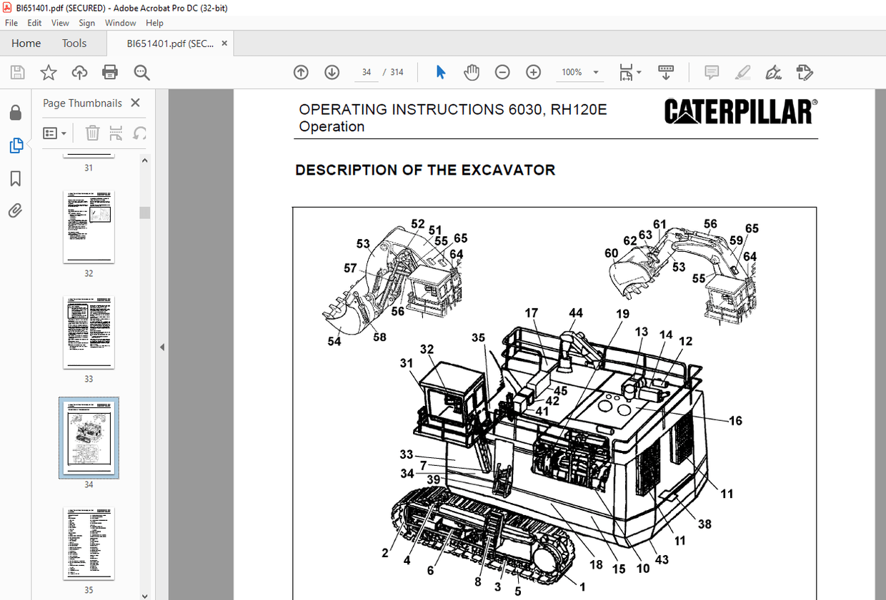 Caterpillar 6030 RH120E Hydraulic Excavator Operating Instructions ...