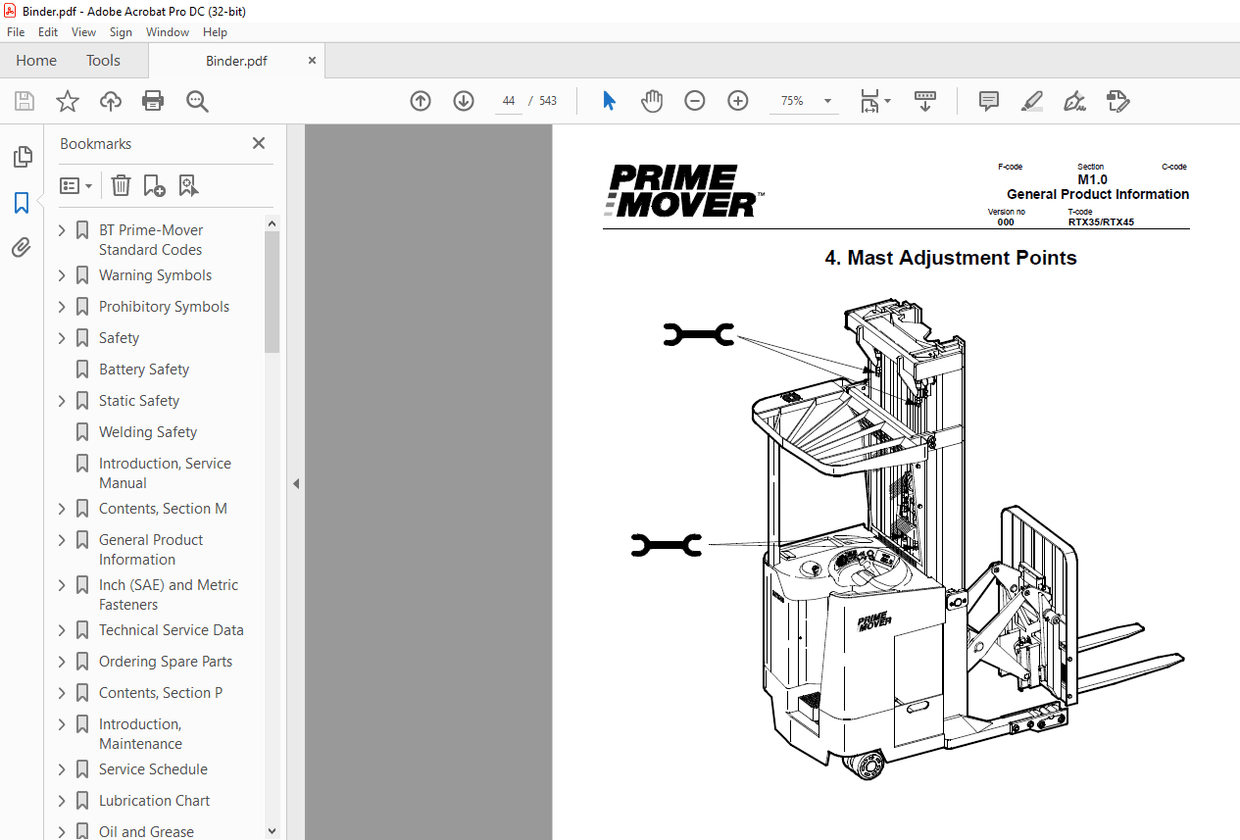 BT Prime-Mover Forklift RTX35/45 Electric Stand-Up Rider Truck Master ...