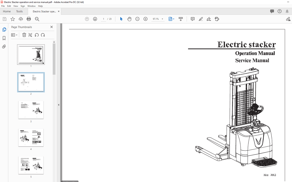 Heli Forklift Electric Stacker Operation Service Manual – PDF DOWNLOAD