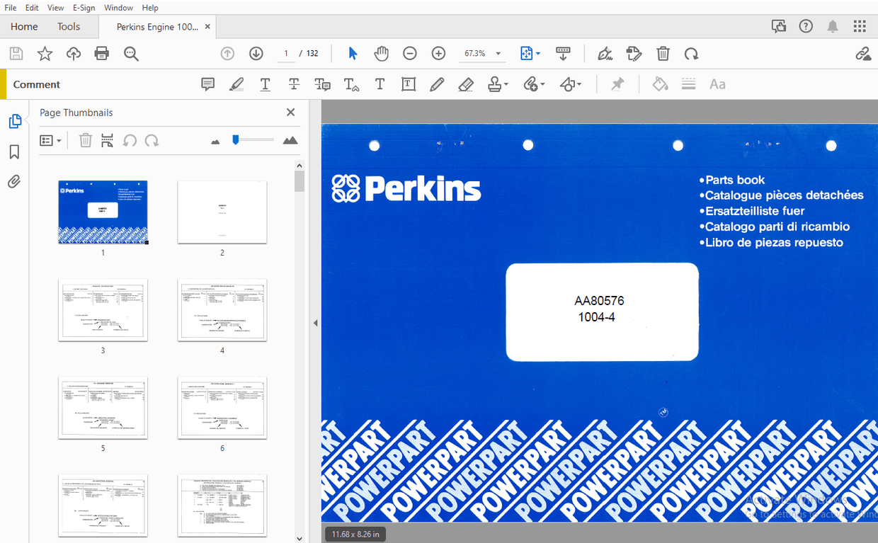 Perkins Engine 1004-4 Parts Manual AA80576 – PDF DOWNLOAD