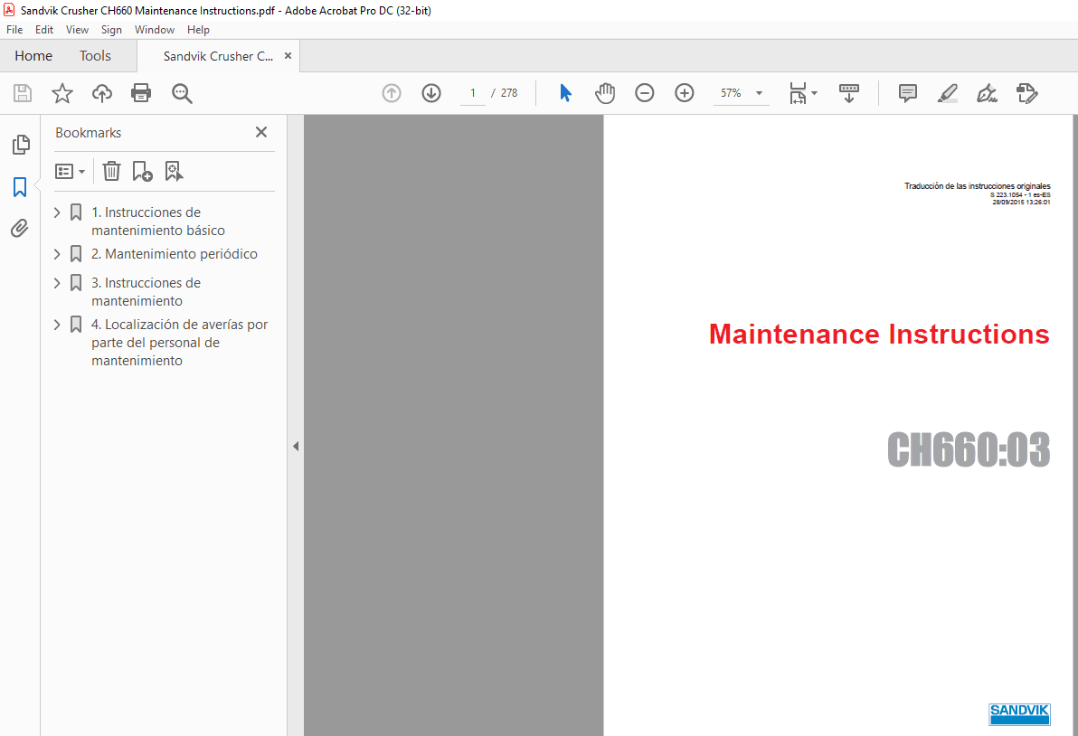 Sandvik Mining CH660 Maintenance Instructions Manual -PDF DOWNLOAD