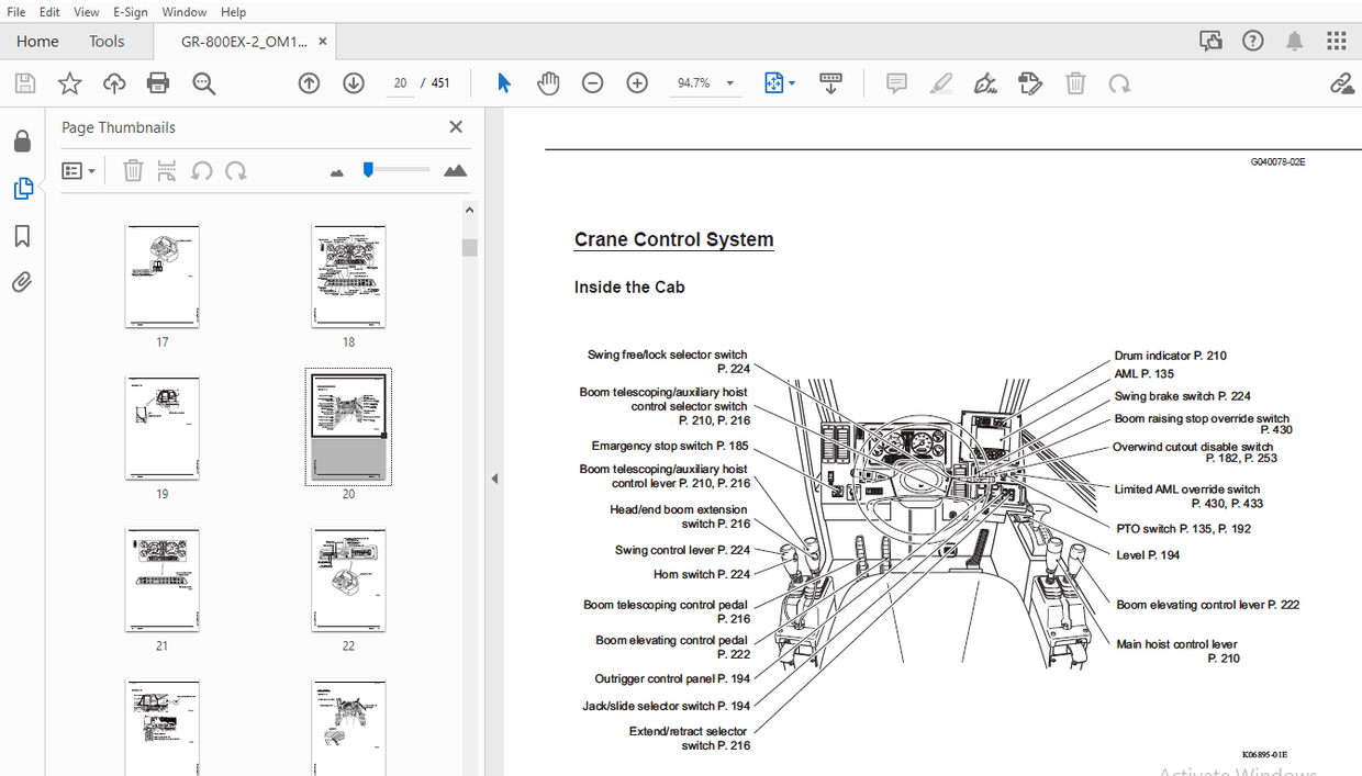 Tadano GR-800EX Rough Terrain Crane Operation Manual – PDF