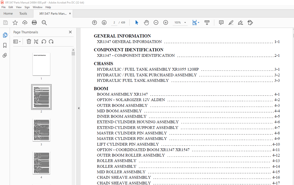 Xtreme Telehandler XR1347 Forklift Parts Manual – PDF DOWNLOAD