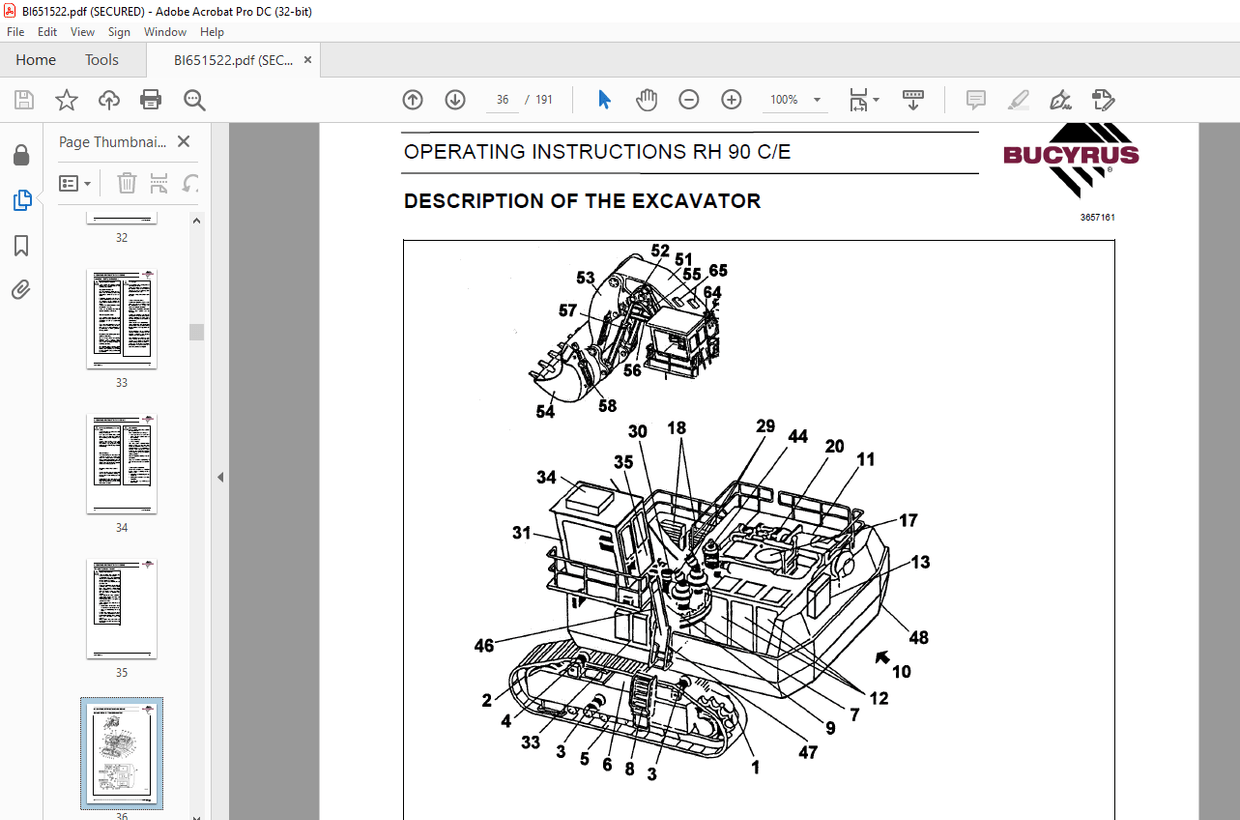 Cat Bucyrus Hydraulic Excavator RH 90C Operating Instructions Manual ...