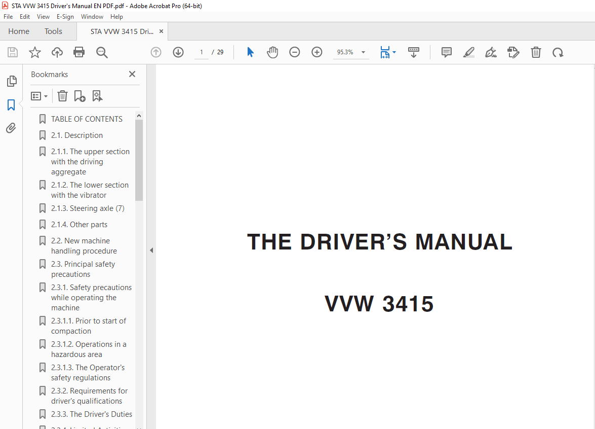 STA VVW 3415 Driver’s Manual – PDF DOWNLOAD