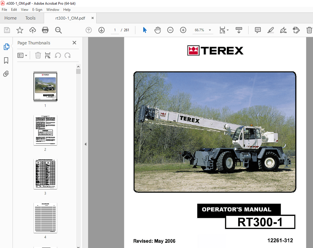 Terex Crane RT300-1 Operator’s Manual – PDF DOWNLOAD