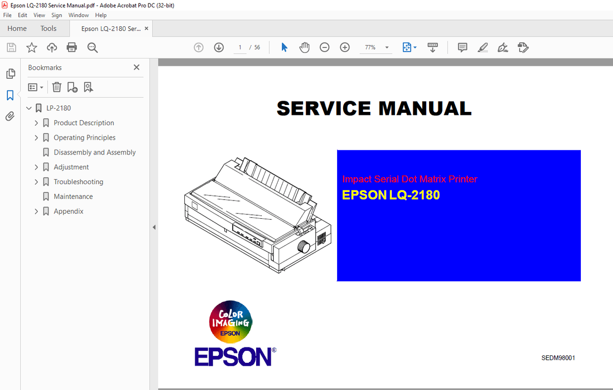 Epson LQ-2180 Service Manual - PDF DOWNLOAD