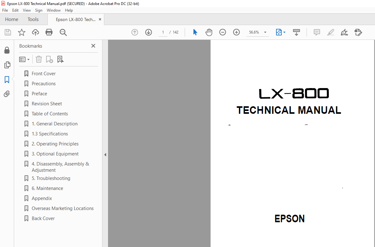Epson LX-800 Technical Manual - PDF DOWNLOAD