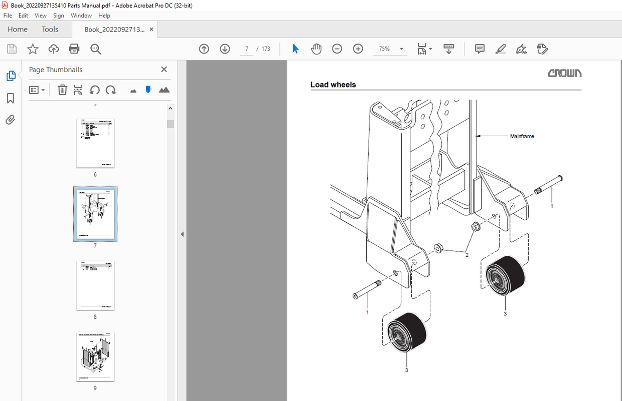 Crown Forklift MPC 3000 Parts Manual - PDF DOWNLOAD