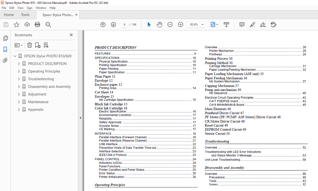 Epson Stylus 810 - 820 Service Manual - PDF DOWNLOAD
