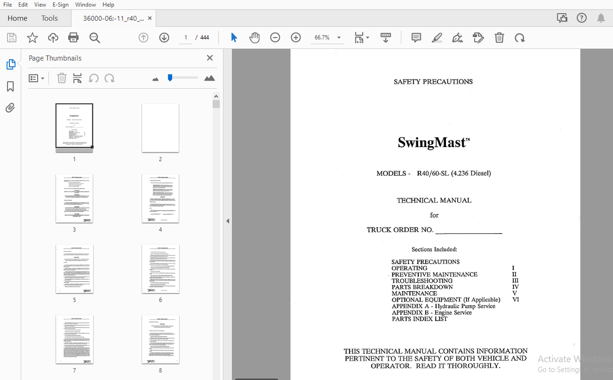 Drexel R40/60-SL SwingMast Technical Manual 36000-06 – PDF DOWNLOAD