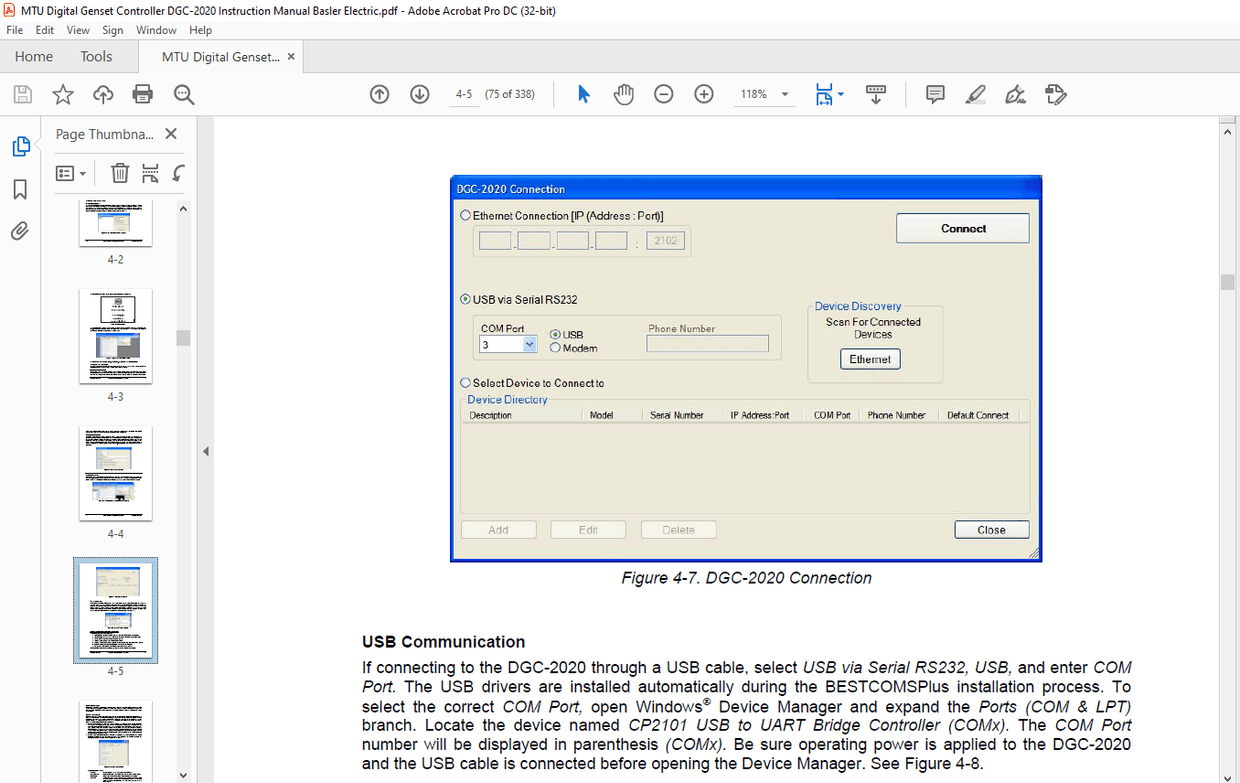 MTU DIGITAL GENSET CONTROLLER DGC-2020 Instructions Manual PDF DOWNLOAD