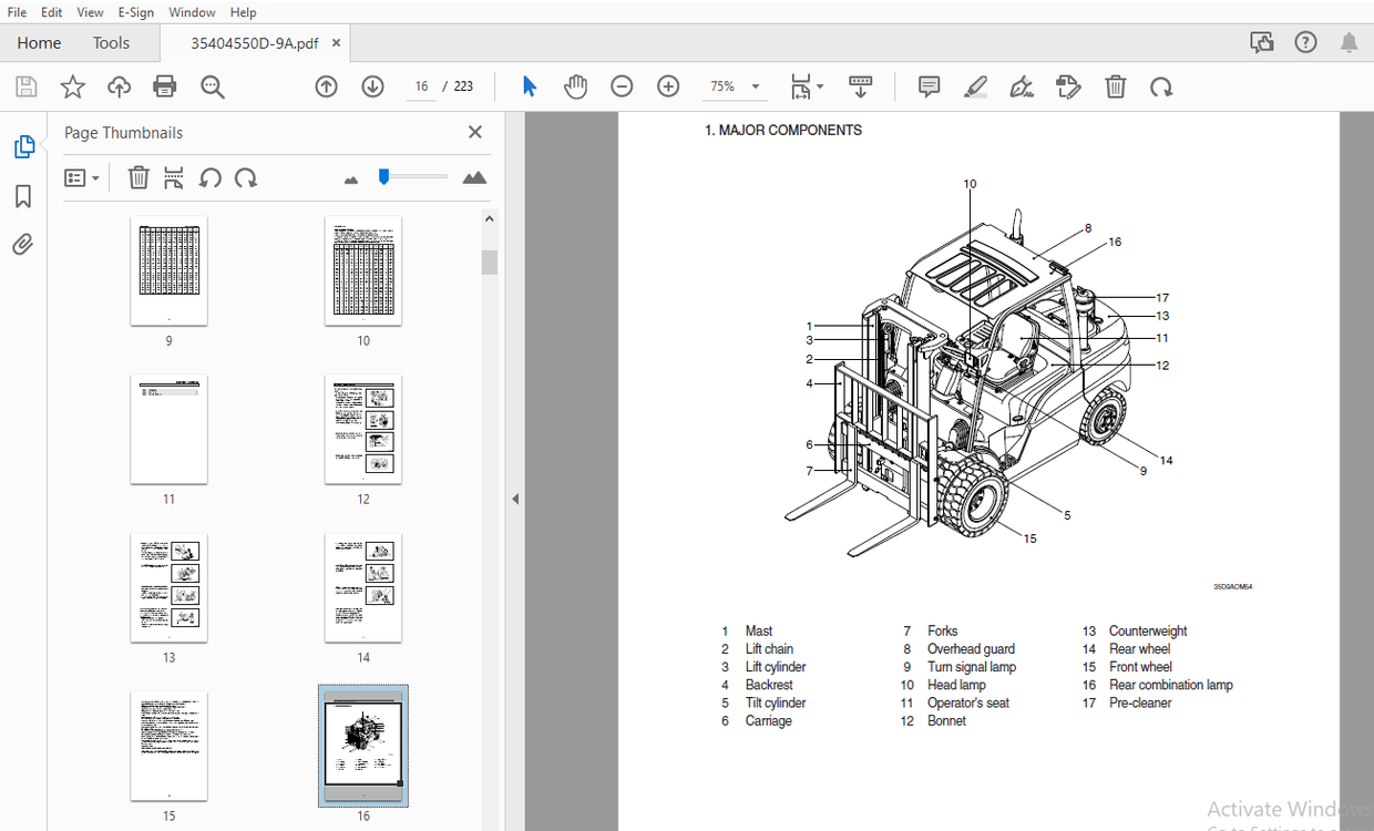 Hyundai Forklift 35D-9A 40D-9A 45D-9A 50DA-9A Service Manual – PDF DOWNLOAD