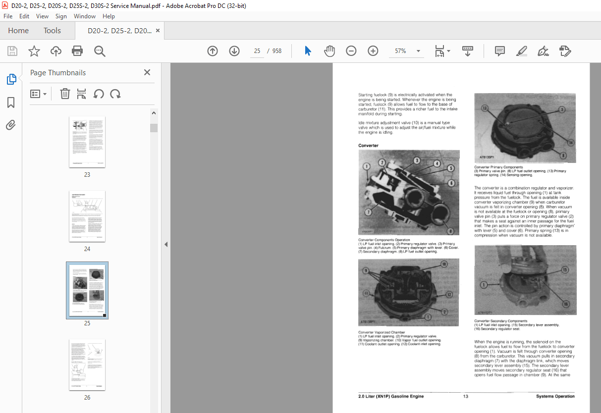 Daewoo Doosan Forklift D20-2 D25-2 D20S-2 D25S-2 D30S-2 Service Manual - PDF DOWNLOAD