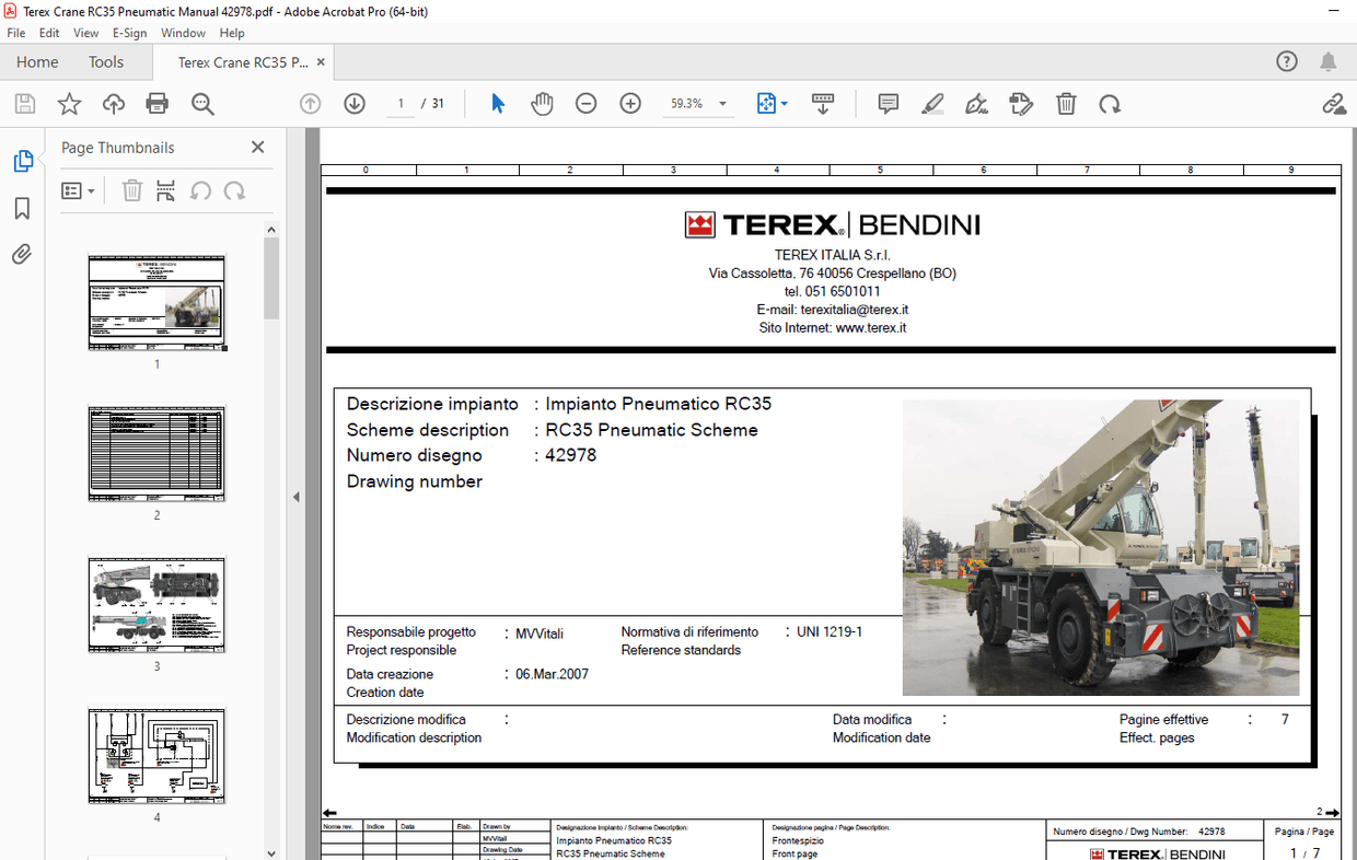 Terex Crane RC35 Pneumatic Manual 42978 – PDF DOWNLOAD