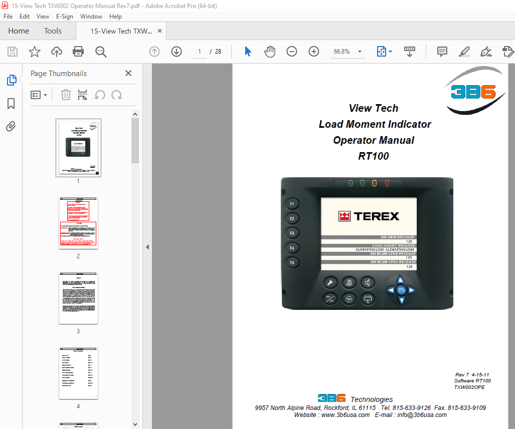 Terex Crane RT100 ViewTech Operator Manual – PDF DOWNLOAD