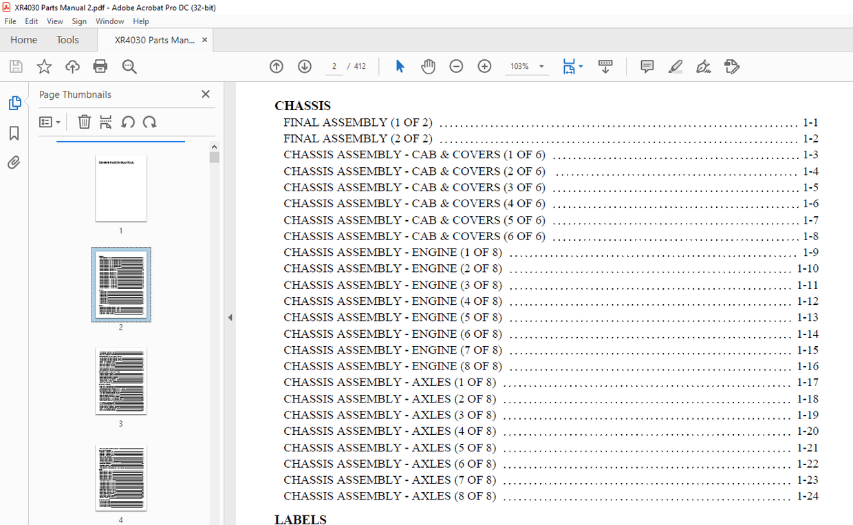 Xtreme Telehandler XR4030 Forklift Parts Manual – PDF DOWNLOAD
