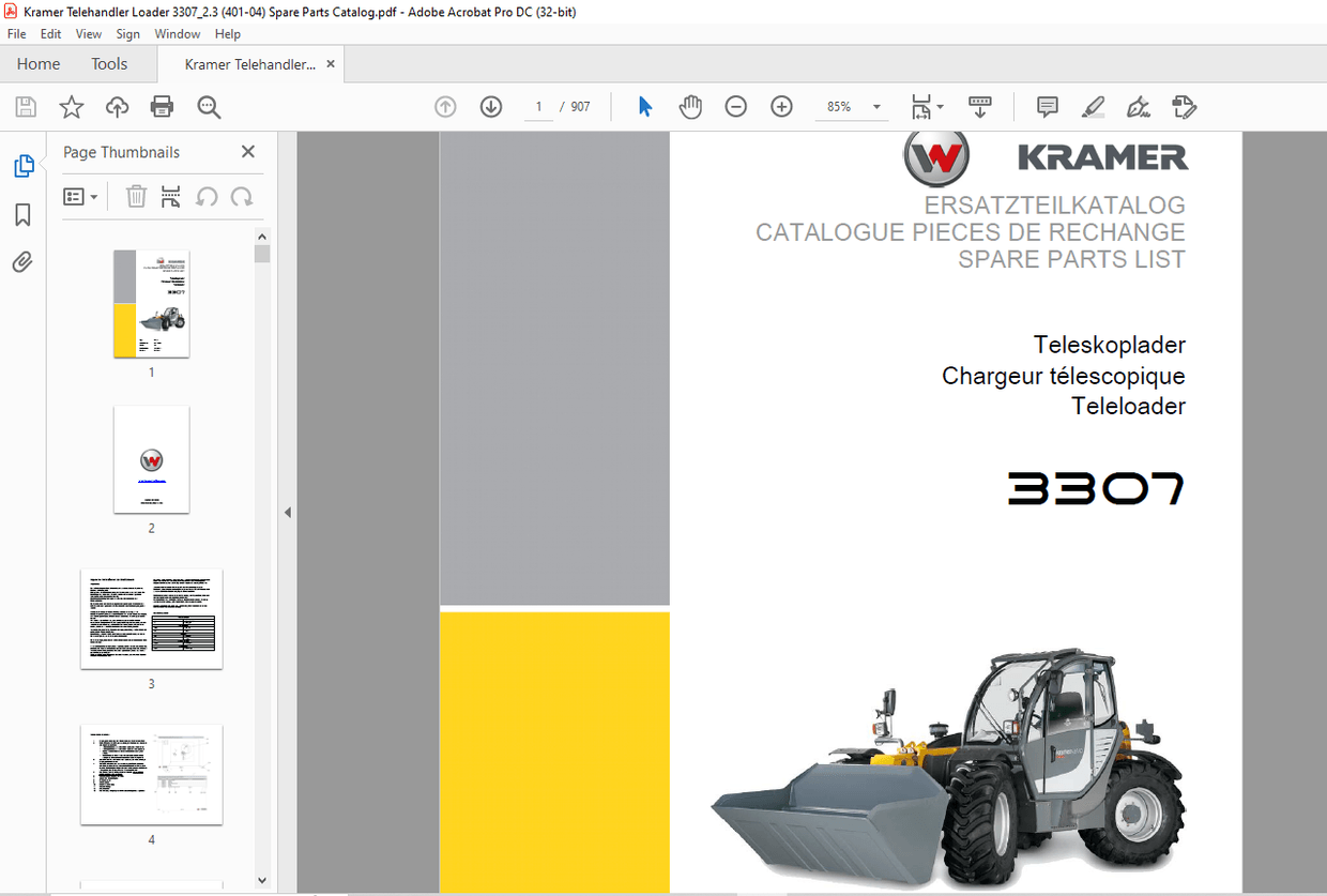 KRAMER Teleloader 3307 Spare Parts List Manual – PDF DOWNLOAD
