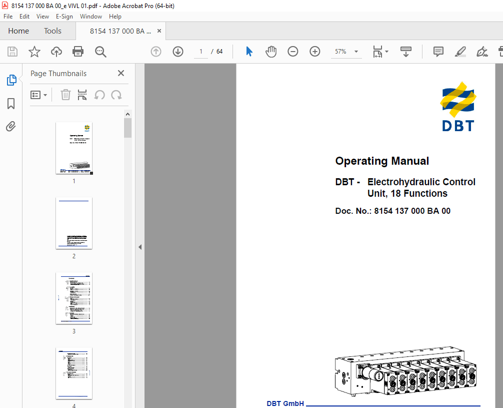 CAT DBT Electrohydraulic Control Unit 18 Functions Operating Manual ...