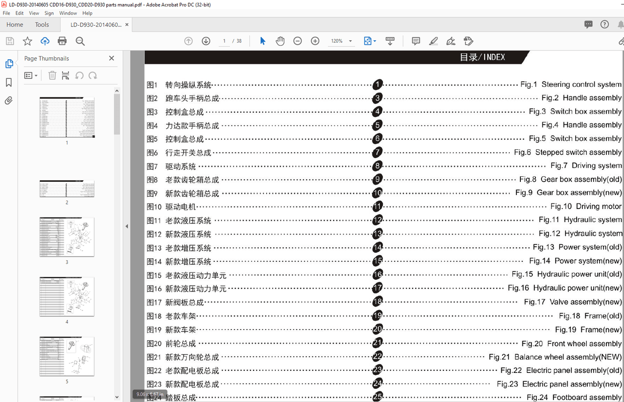 Heli Forklift CDD 16-D930 CDD 20-D930 Electric Pallet Stacking Trucks Parts Manual – PDF DOWNLOAD