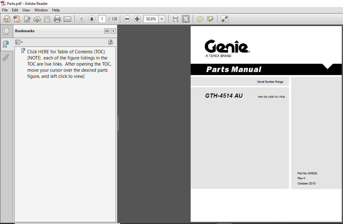 Terex Genie GTH-4514 AU Part Manual - PDF DOWNLOAD