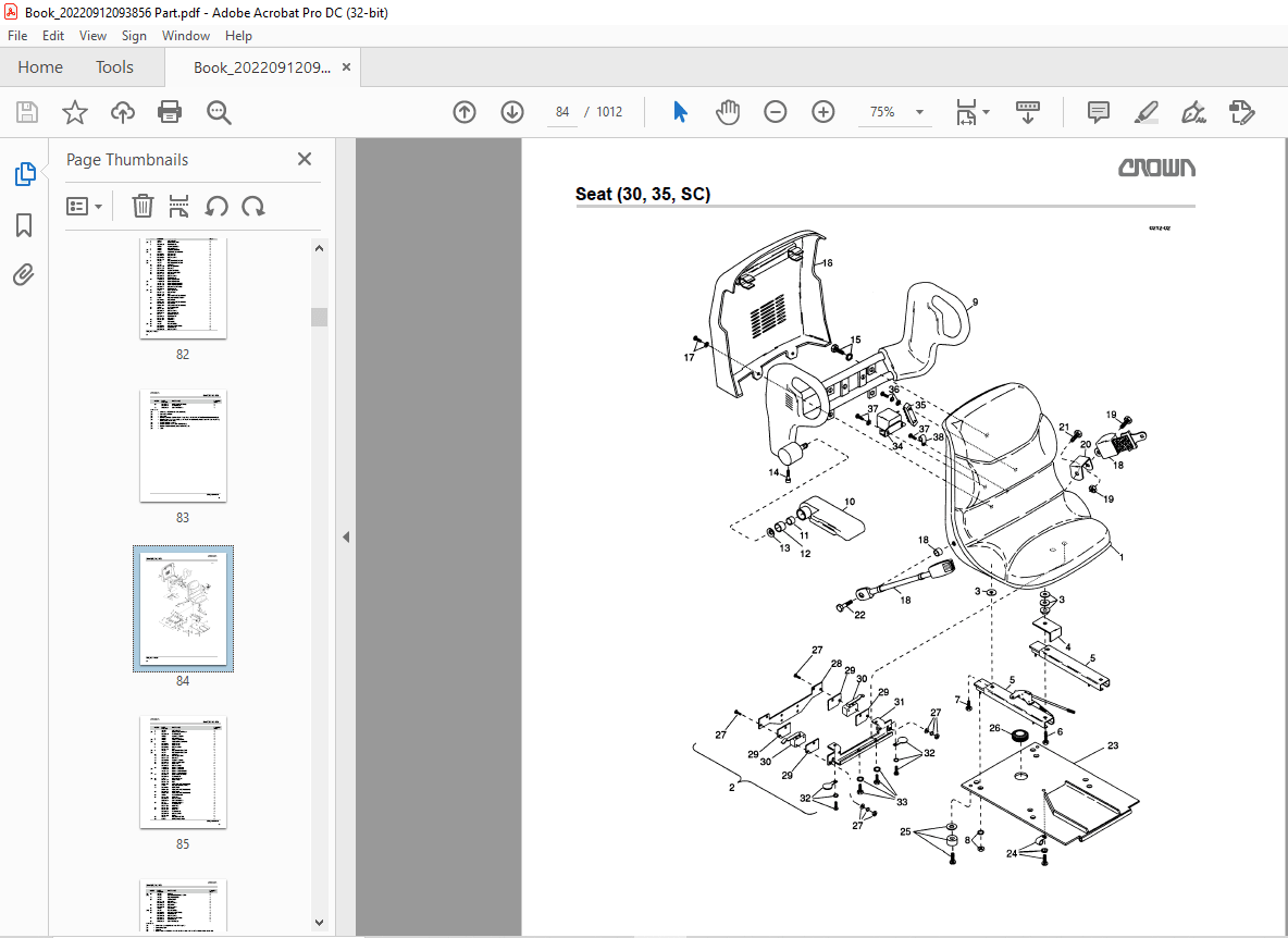 Crown Forklift SC Parts Manual – PDF DOWNLOAD
