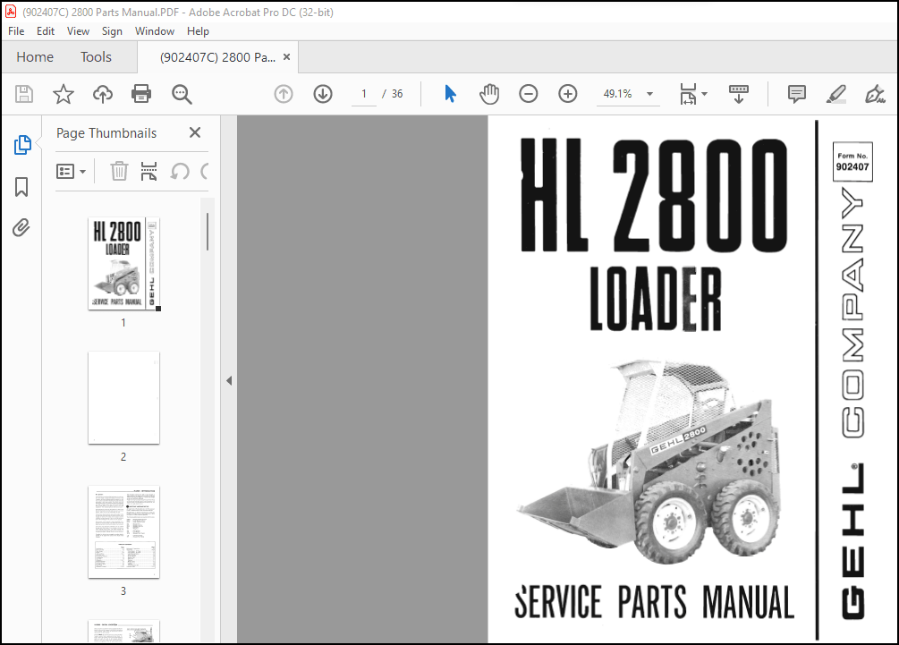 GEHL HL2800 Loader Parts Manual(902407) – PDF DOWNLOAD