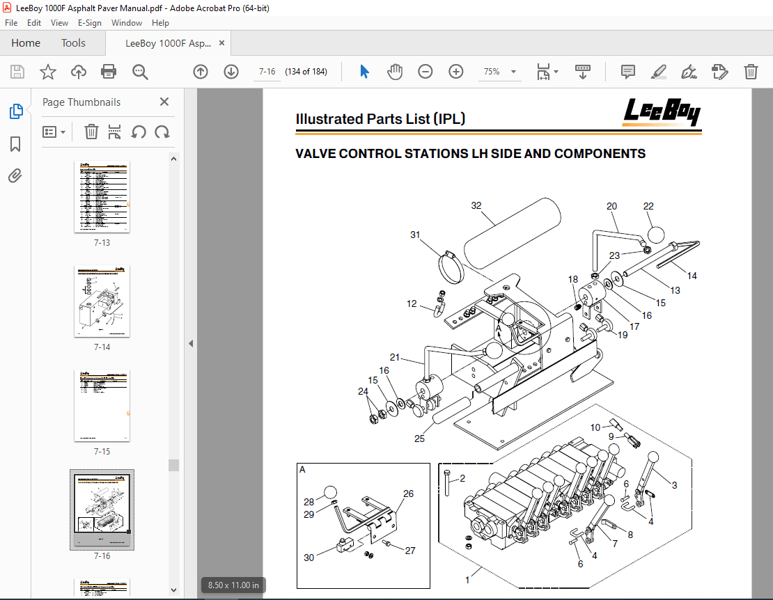 LEEBOY 1000F Tilt Hopper Paver Operations, Service & Parts Manual SN ...