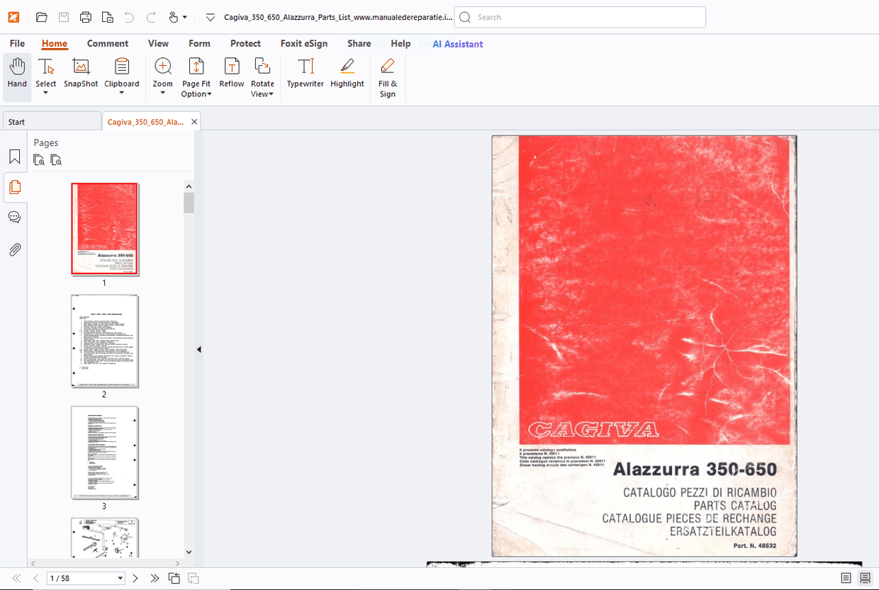 Cagiva Alazzurra 350-650 Parts Manual - PDF DOWNLOAD