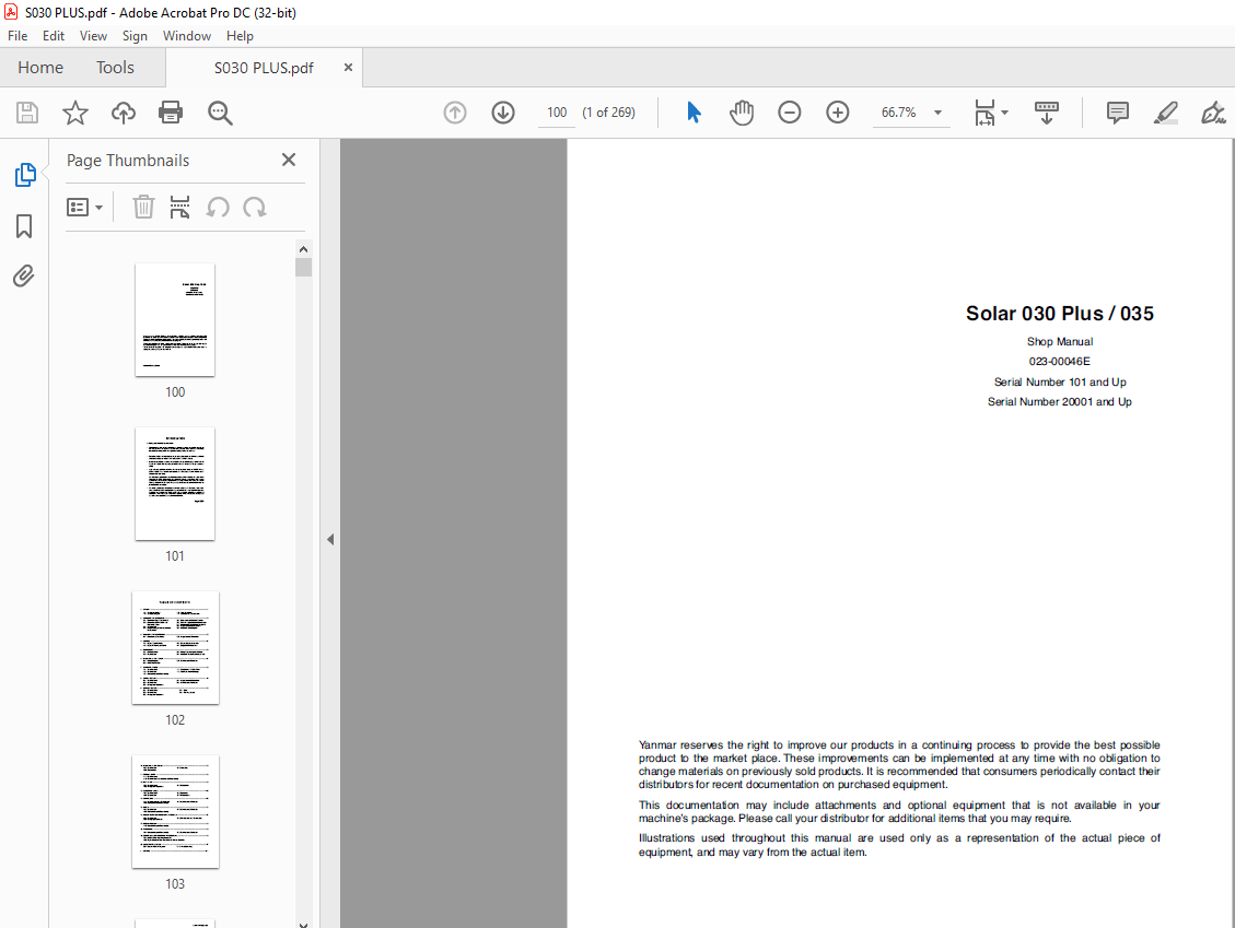 Daewoo Solar 030 Plus & 035 Excavator Shop Manual 023-00046E – PDF DOWNLOAD