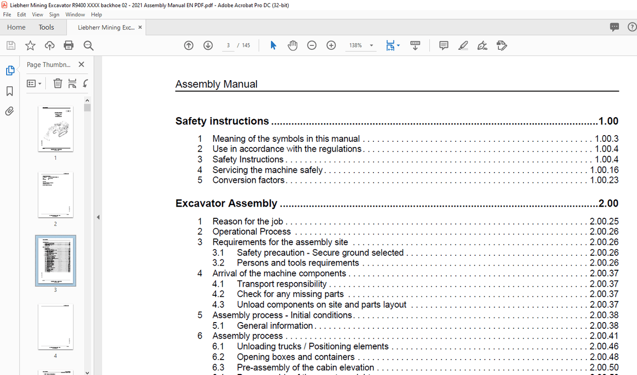 Liebherr R 9400 Backhoe Attachment Hydraulic Excavator Assembly Manual – PDF DOWNLOAD
