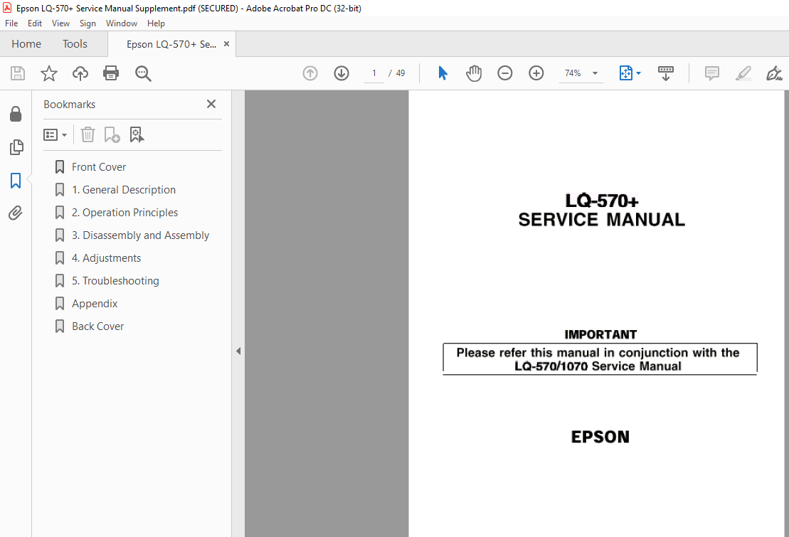 Epson LQ-570+ Service Manual - PDF DOWNLOAD