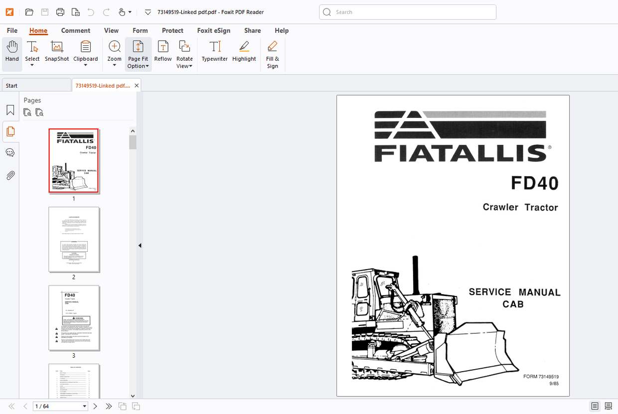 Fiatallis FD40 Crawler Tractor Service Manual - PDF DOWNLOAD