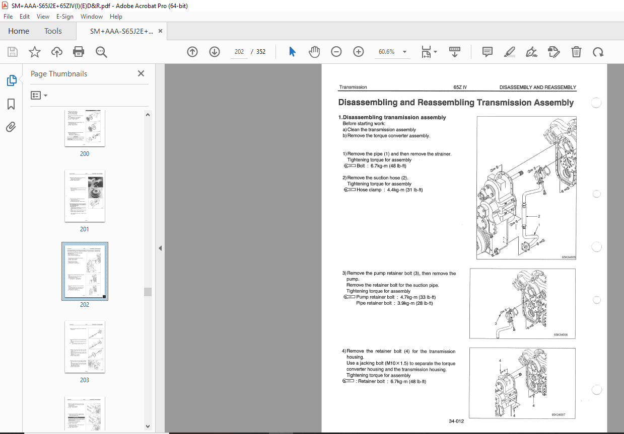 Kawasaki 65ZIV Wheel Loader(Disassembly & Reassembly 14 Service Standards 15) Engine Shop Manual PDF