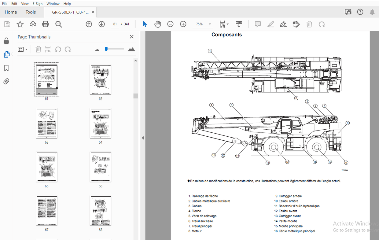 Tadano GR-550EX-1 Grue tout terrain Instructions de service et d ...