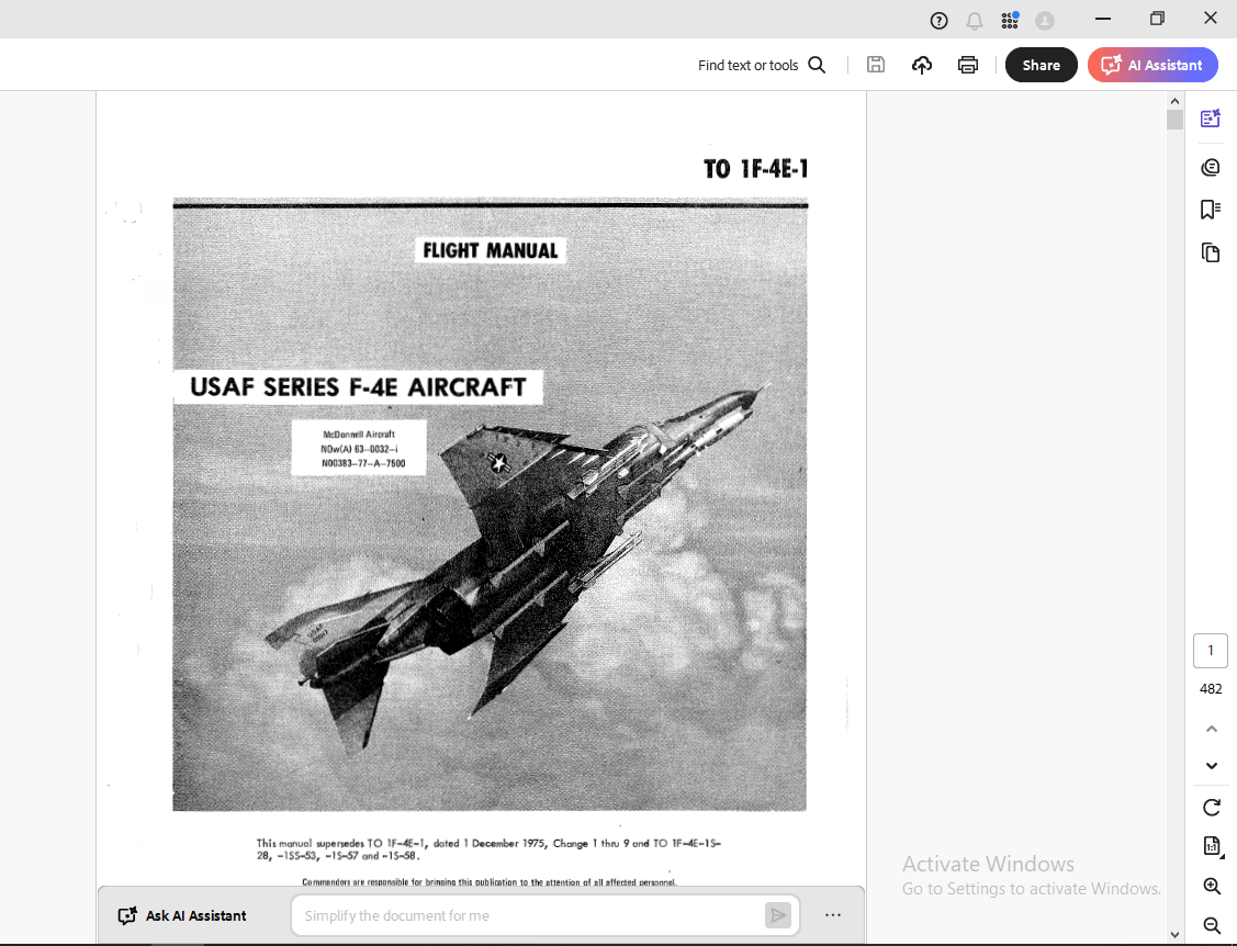 Aircraft F 4e Usaf Series Flight Manual Pdf Download