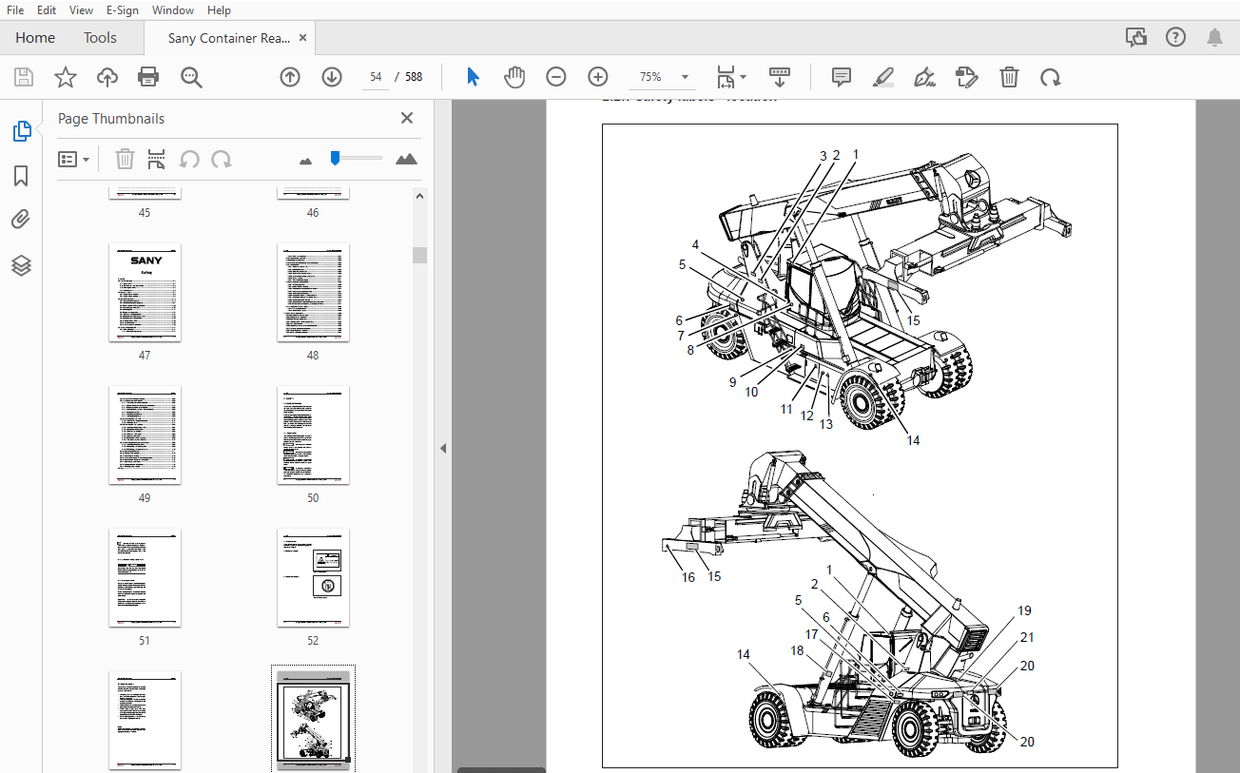 Sany Container Reach Stacker Safety, Operation & Maintenance Manual ...
