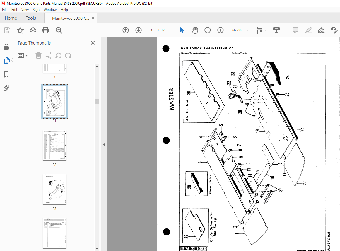 Manitowoc Crane 3000 Parts Manual SN 3468 PDF