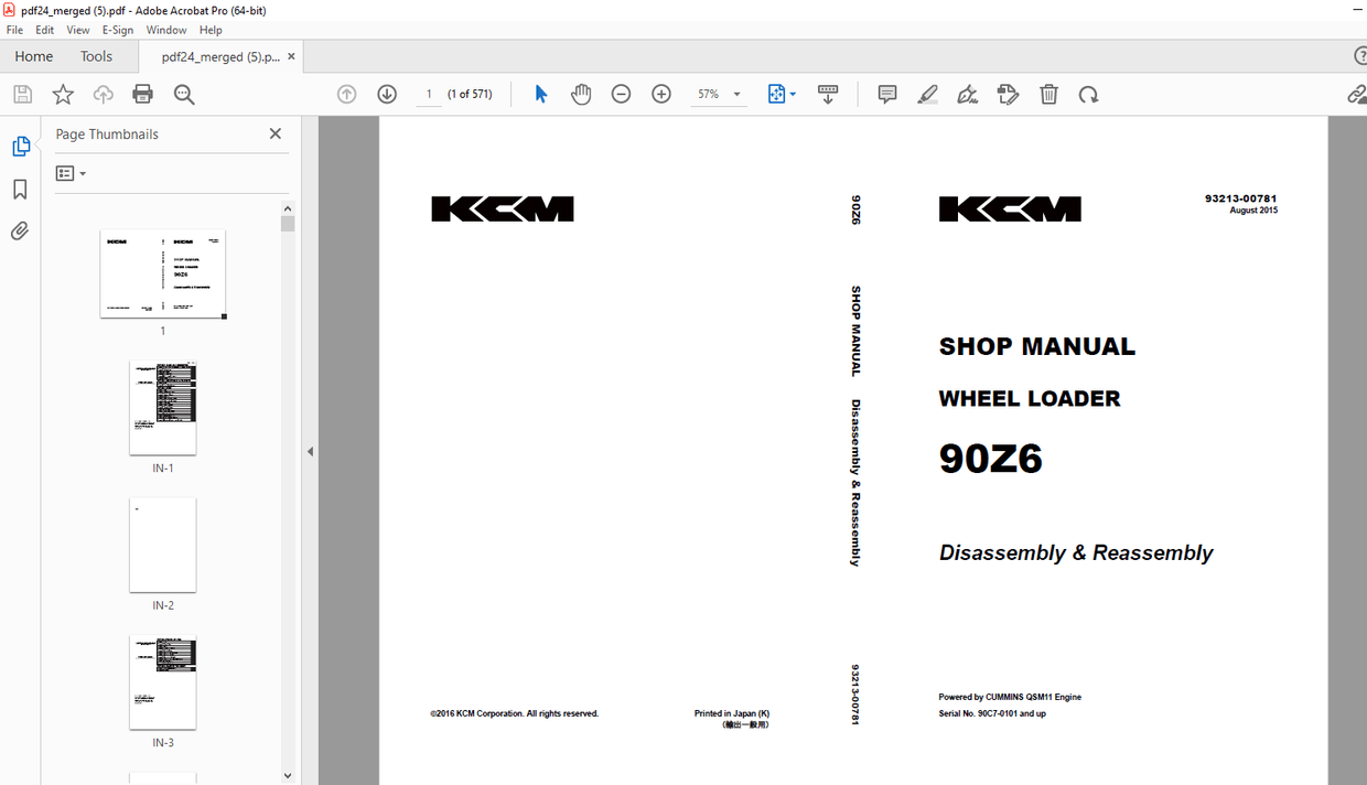 KCM 90Z6 Wheel Loader Cummins QSM11 Engine Shop Manual - PDF DOWNLOAD
