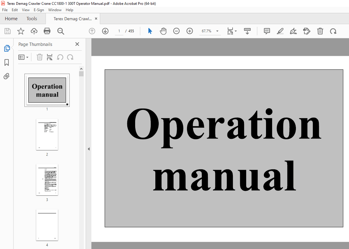 Terex Demag Crane CC 1800-1 300T Operation Manual – PDF DOWNLOAD
