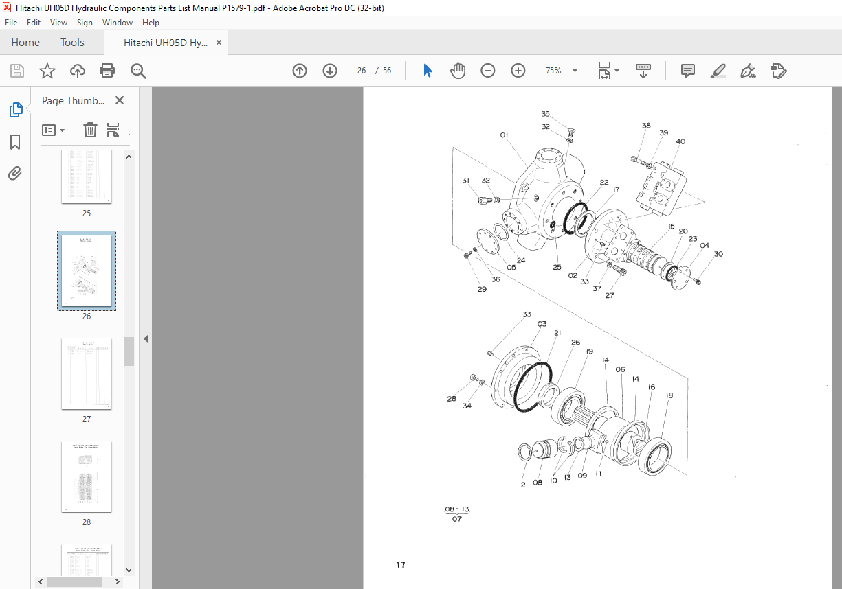 Hitachi UH05D Hydraulic Components Parts List Manual – PDF DOWNLOAD
