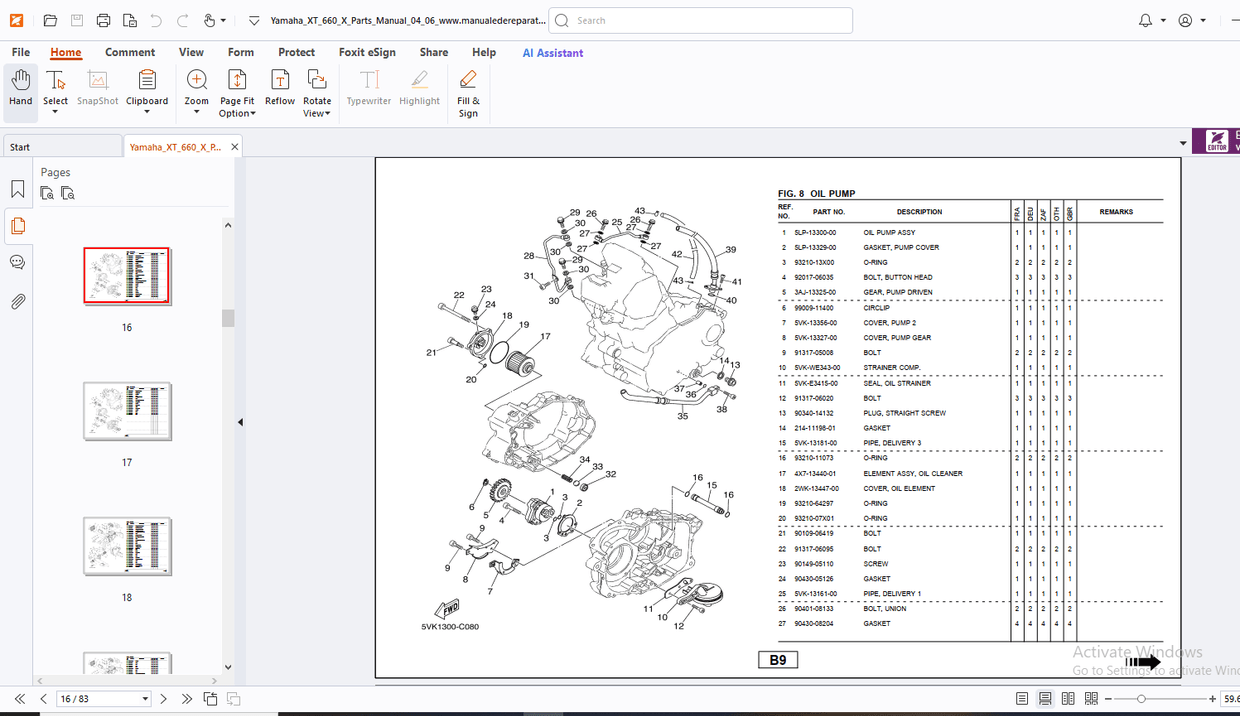 Yamaha XT660X 2004 (1D21) EUROPE XT660X 2004(1D23) England Parts Manual ...