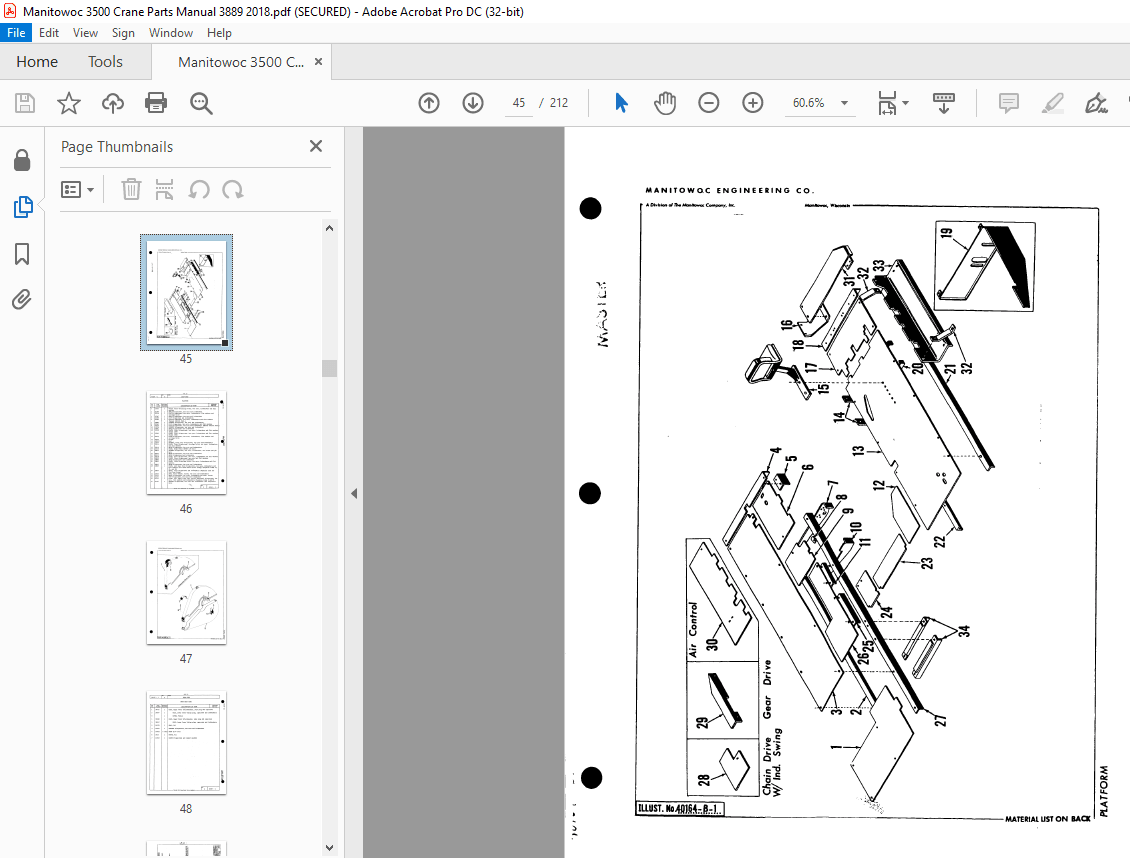Manitowoc Traditional Crane 3500 Parts Manual SN 3889 - PDF