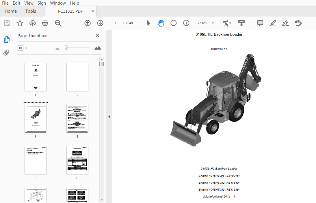DP- John Deere 310SL HL Backhoe Loader Parts Catalog Manual PDF DOWNLOAD