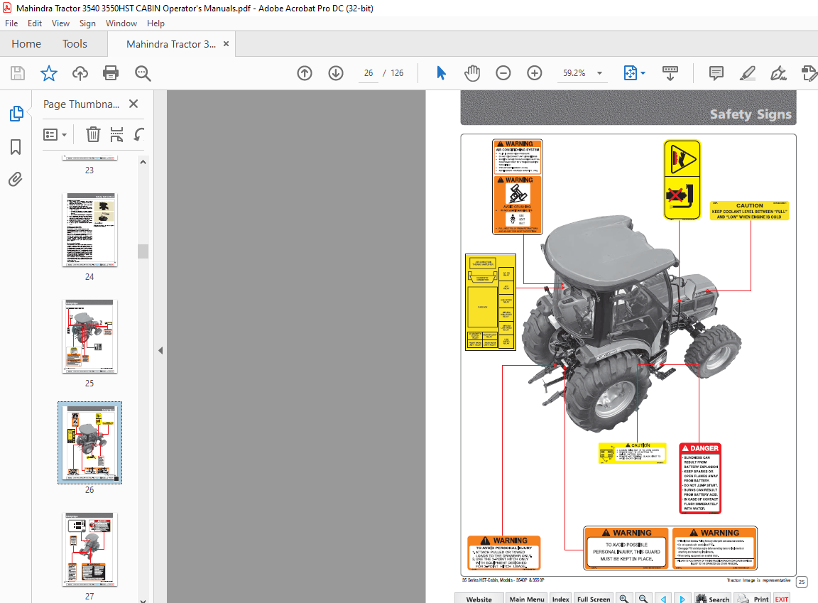 Mahindra 3540P 3550P HST Cabin Tier-4 Operator’s Manual – PDF DOWNLOAD